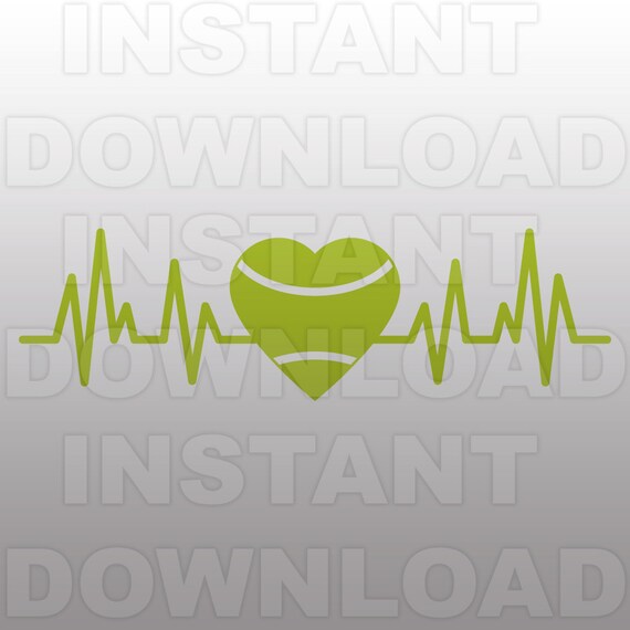 Tennis Heartbeat SVG FileTennis EKG SVG FileTennis Pulse