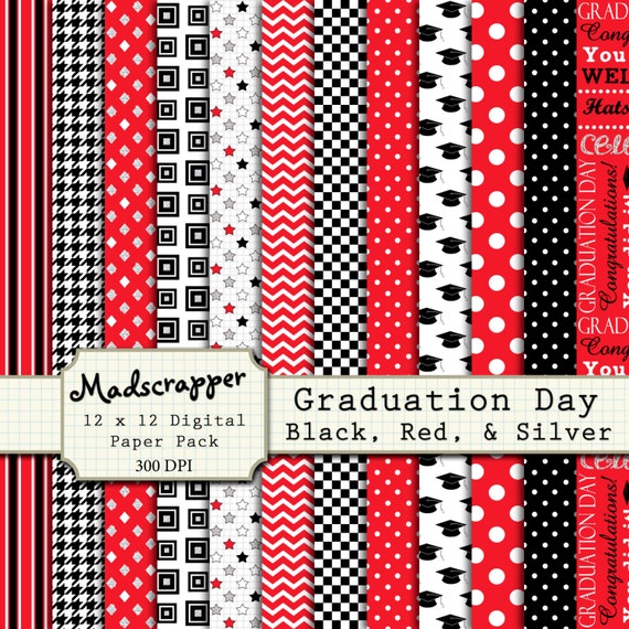 Digital Scrapbook Paper Graduation Day Black and by madscrapper