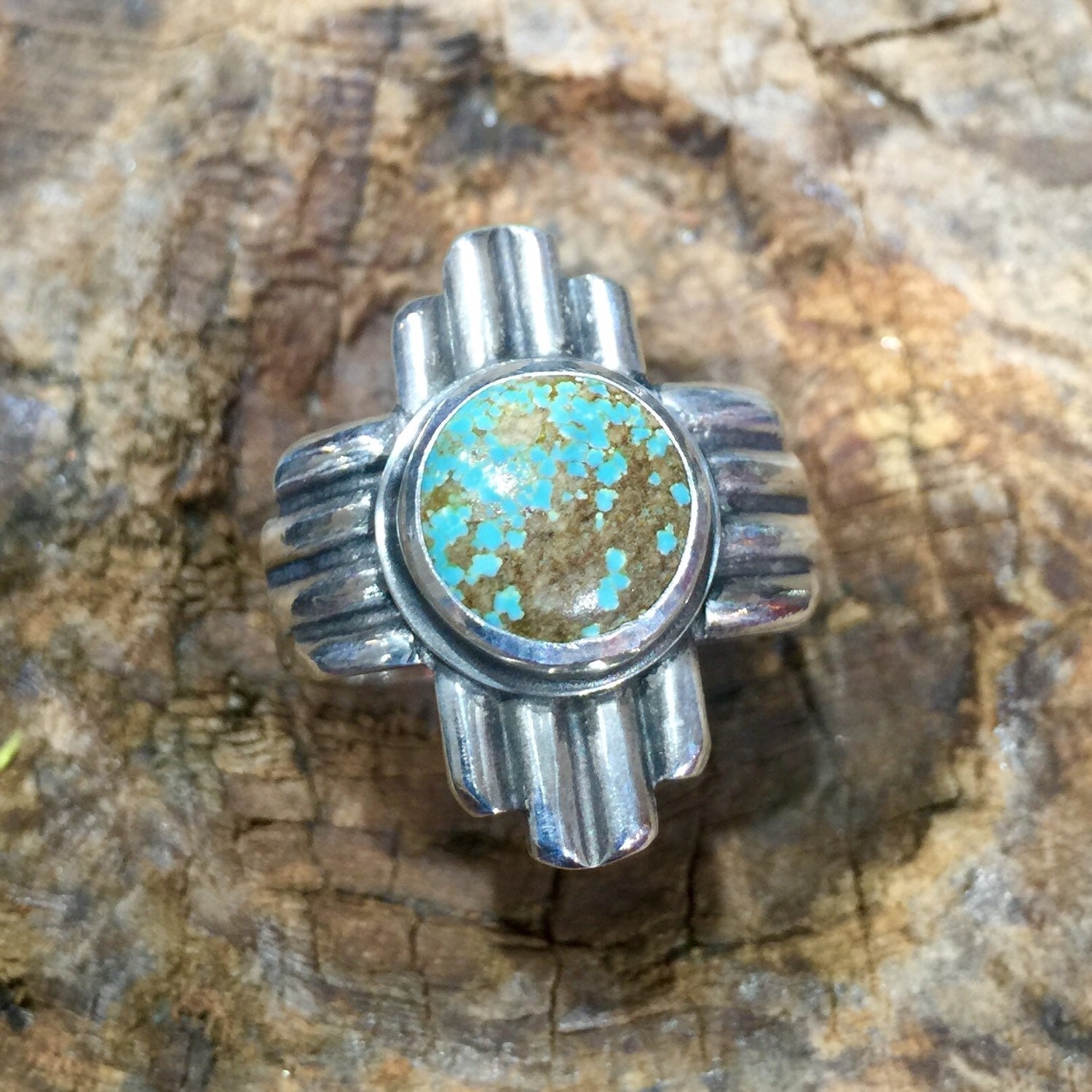 RMZ Sterling Silver Turquoise Zia Sun Symbol Southwestern New