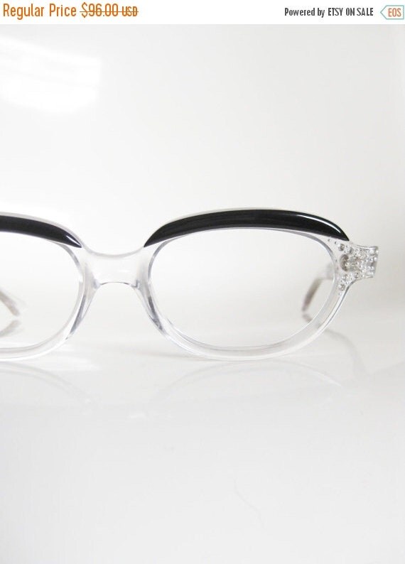 Sale Vintage 1950s Cat Eye Eyeglasses Rhinestone By Oliverandalexa