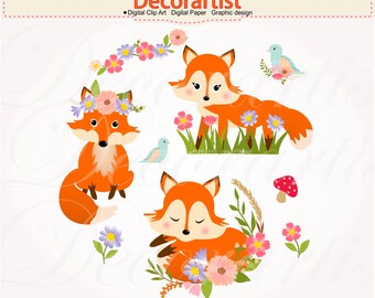 Renard clipart | Etsy