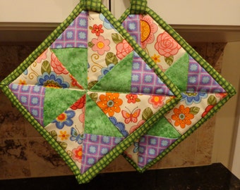 Patchwork potholders | Etsy