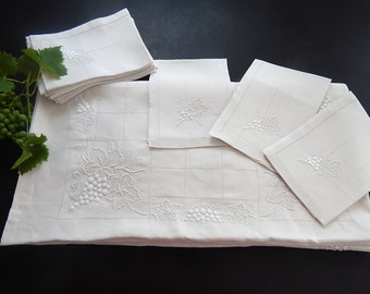 Items similar to French Vintage Napkins Elegant Heavy Linen Damask Set ...
