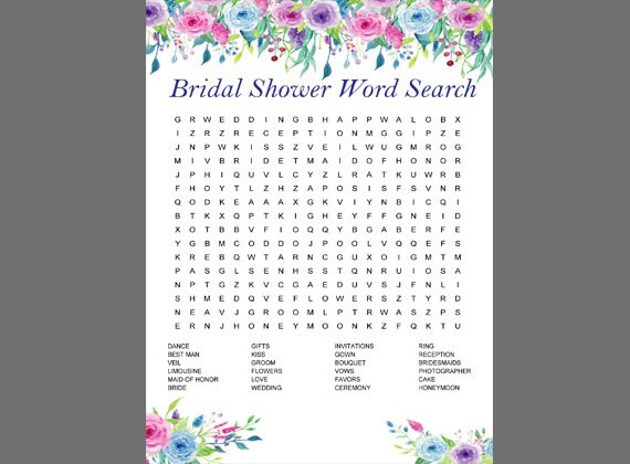 Floral Bridal Shower Word Search Game Printable Colorful floral-bridal-shower-word-search-game-printable-colorful