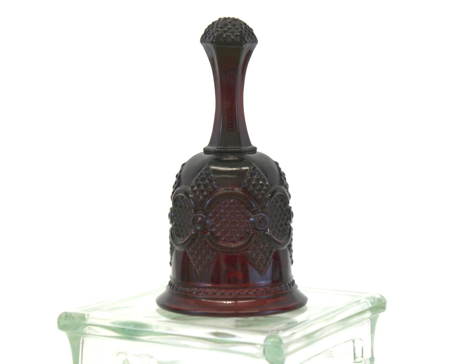 Vintage Avon Cranberry Glass Bell Christmas 1979