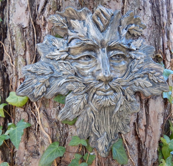 Green man Sculpture / Ceramic Wall or Garden Art / by edMUDson