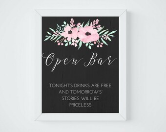 Open bar quote sign | Etsy