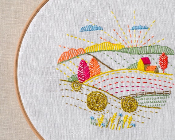 Fall decor Hand embroidery patterns autumn embroidery by