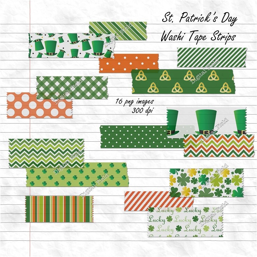 St. Patrick's Day Digital Washi Tape Strips by digitalfield
