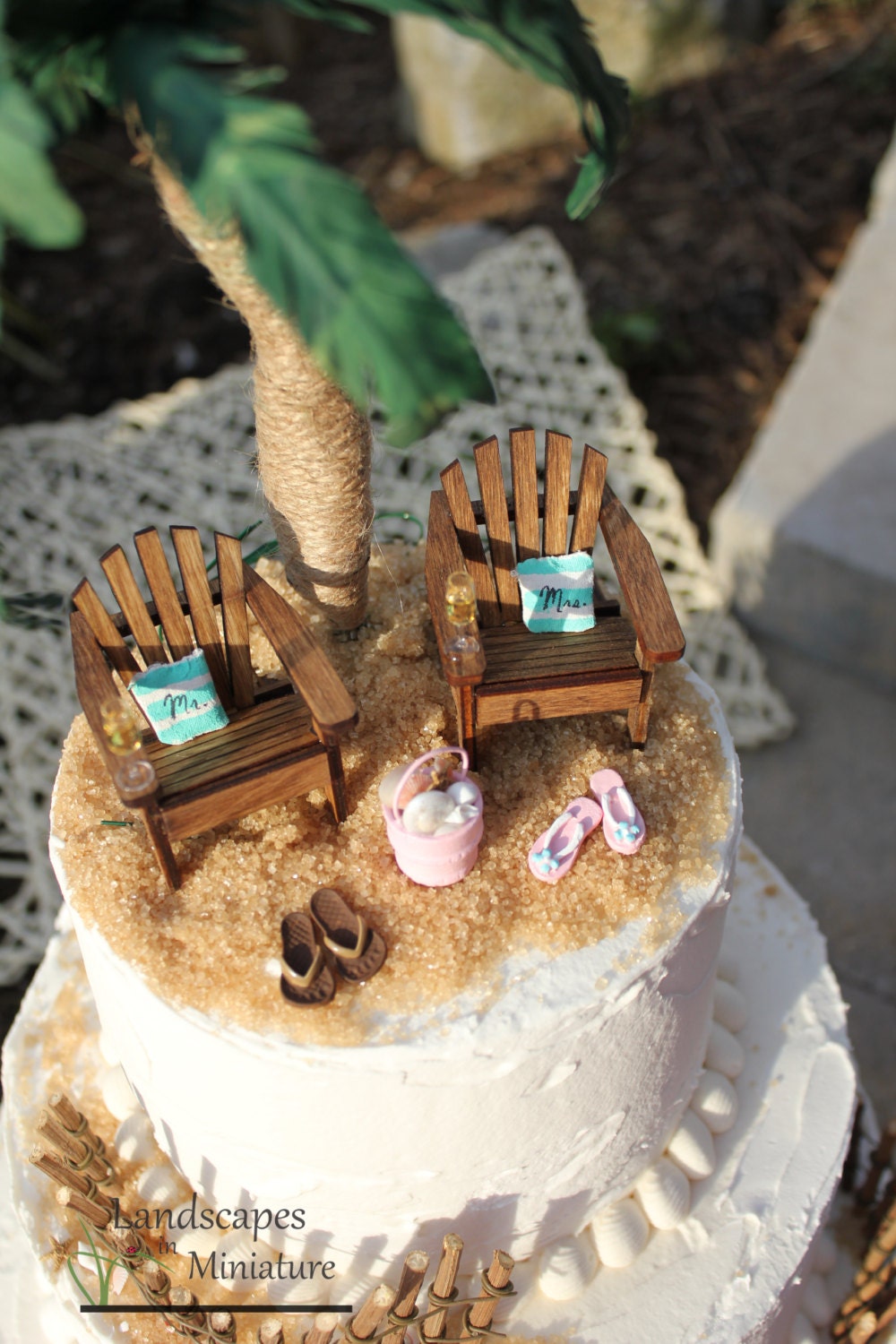 Beach Theme Wedding COMPLETE Cake Topper Classic Adirondack