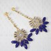 Cobalt Blue Diva Dangle Earrings Statement Rhinestone Earrings