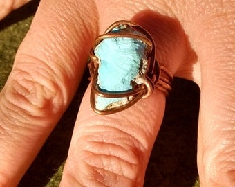Raw turquoise ring | Etsy