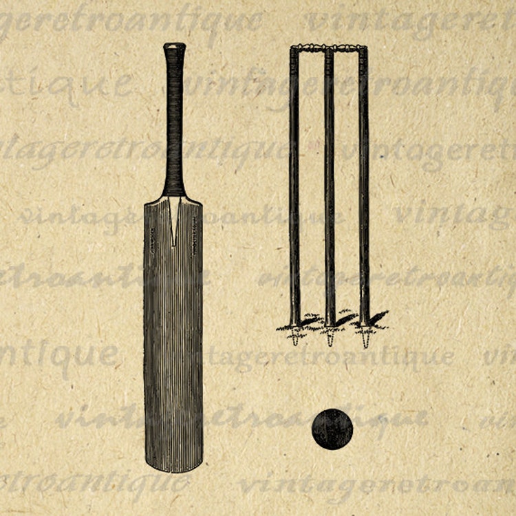 Printable Cricket Bat and Ball Digital by VintageRetroAntique