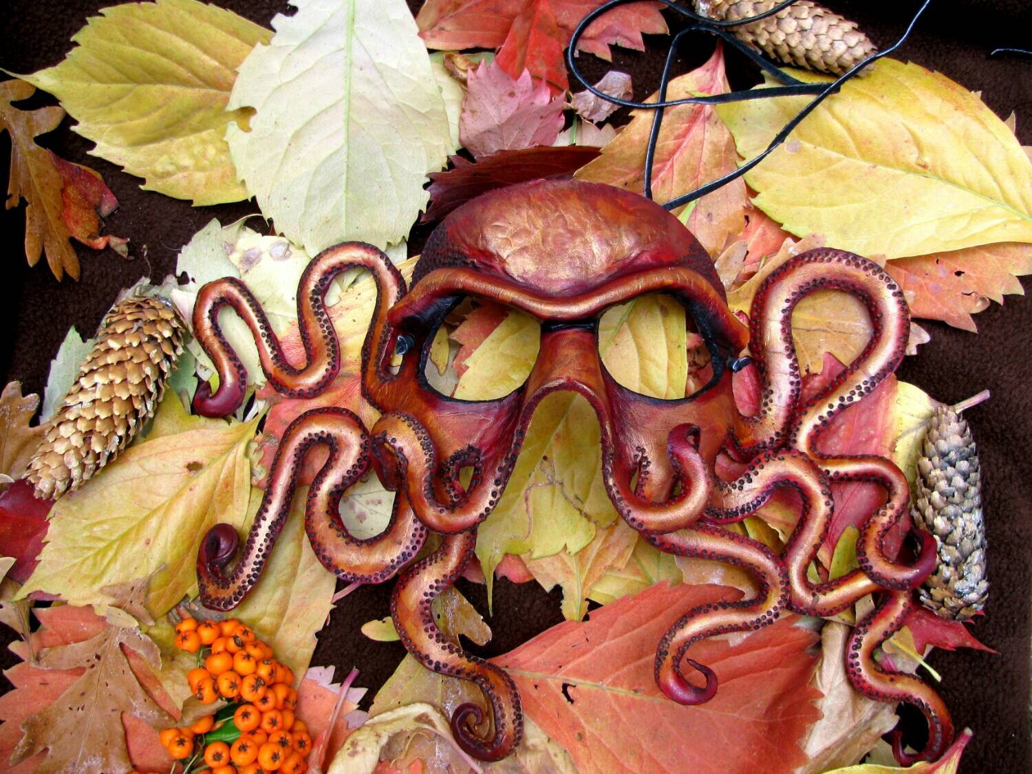 Golden Leather Kraken Mask