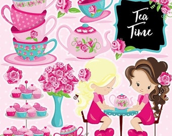 Unique tea time clipart related items | Etsy