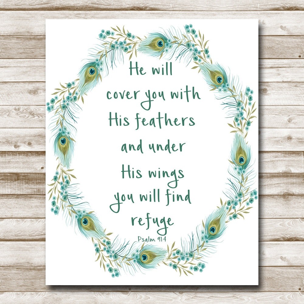 He Will Cover You With His Feathers Printable Psalm 91:4