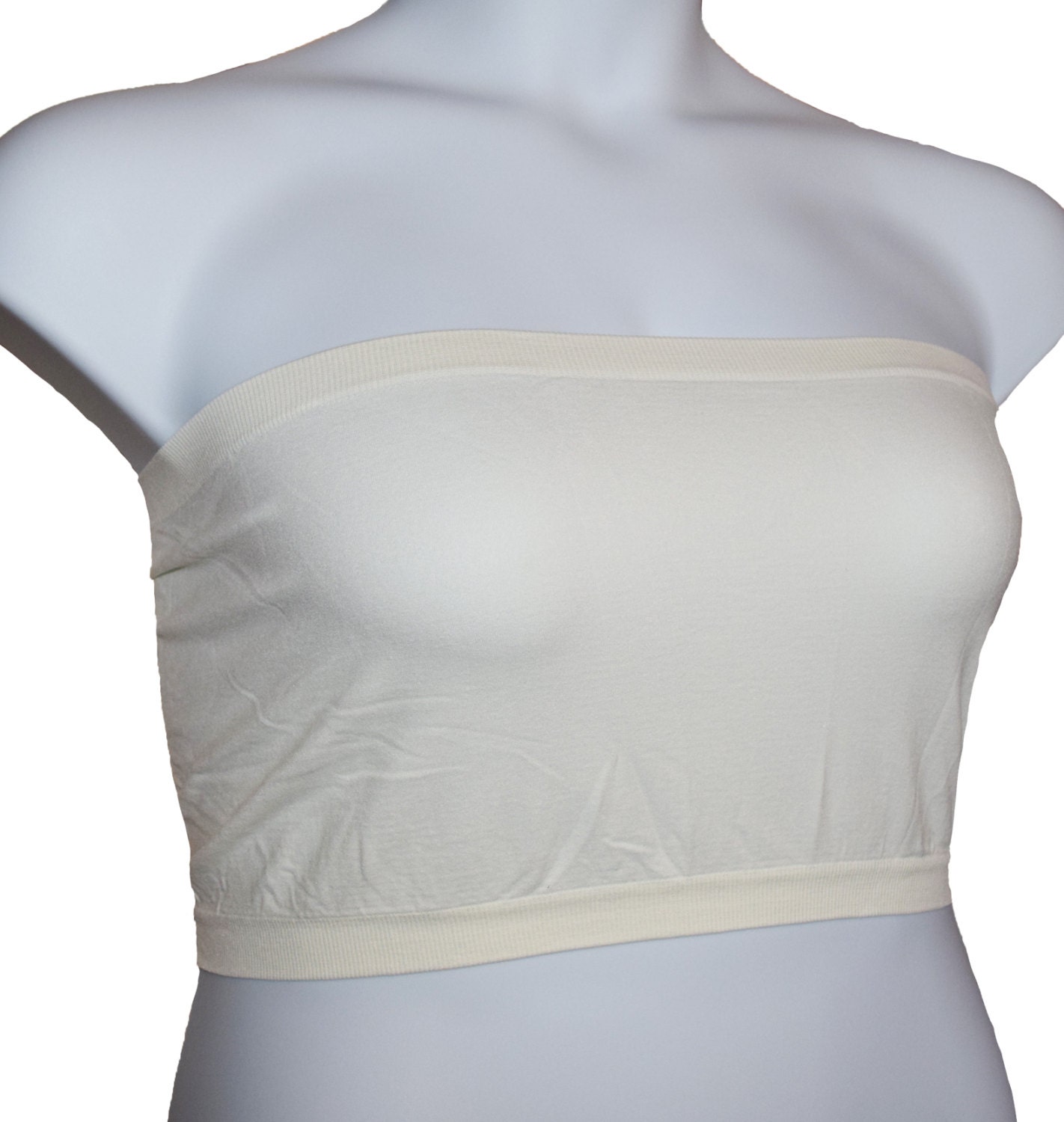 2 Pcs Tube Top Strapless Bras Plus Size Seamless Bandeau Cream