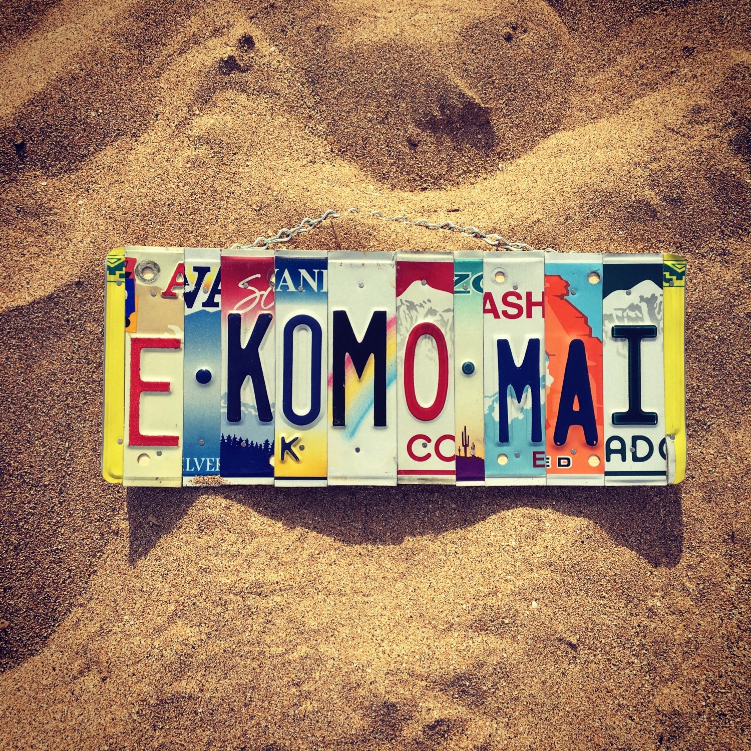 E Komo Mai. License Plate Sign.maui hawaii welcome