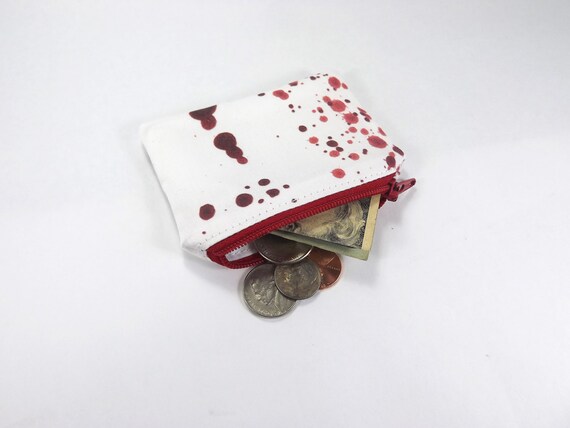 blood spatter zipper pouch blood coin purse zombie card
