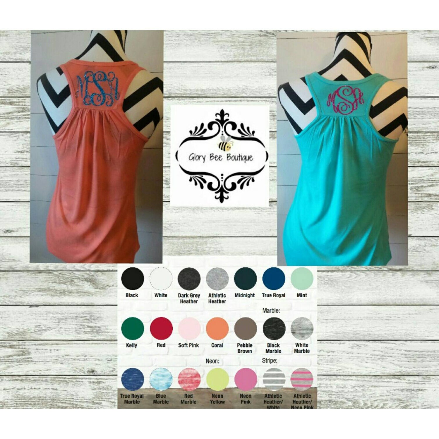 Monogrammed Tank tops Ladies Razor Back Tank tops