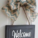 CHALKBOARD Welcome Sign Door Hanging Burlap Bow by ChalkitupDecor