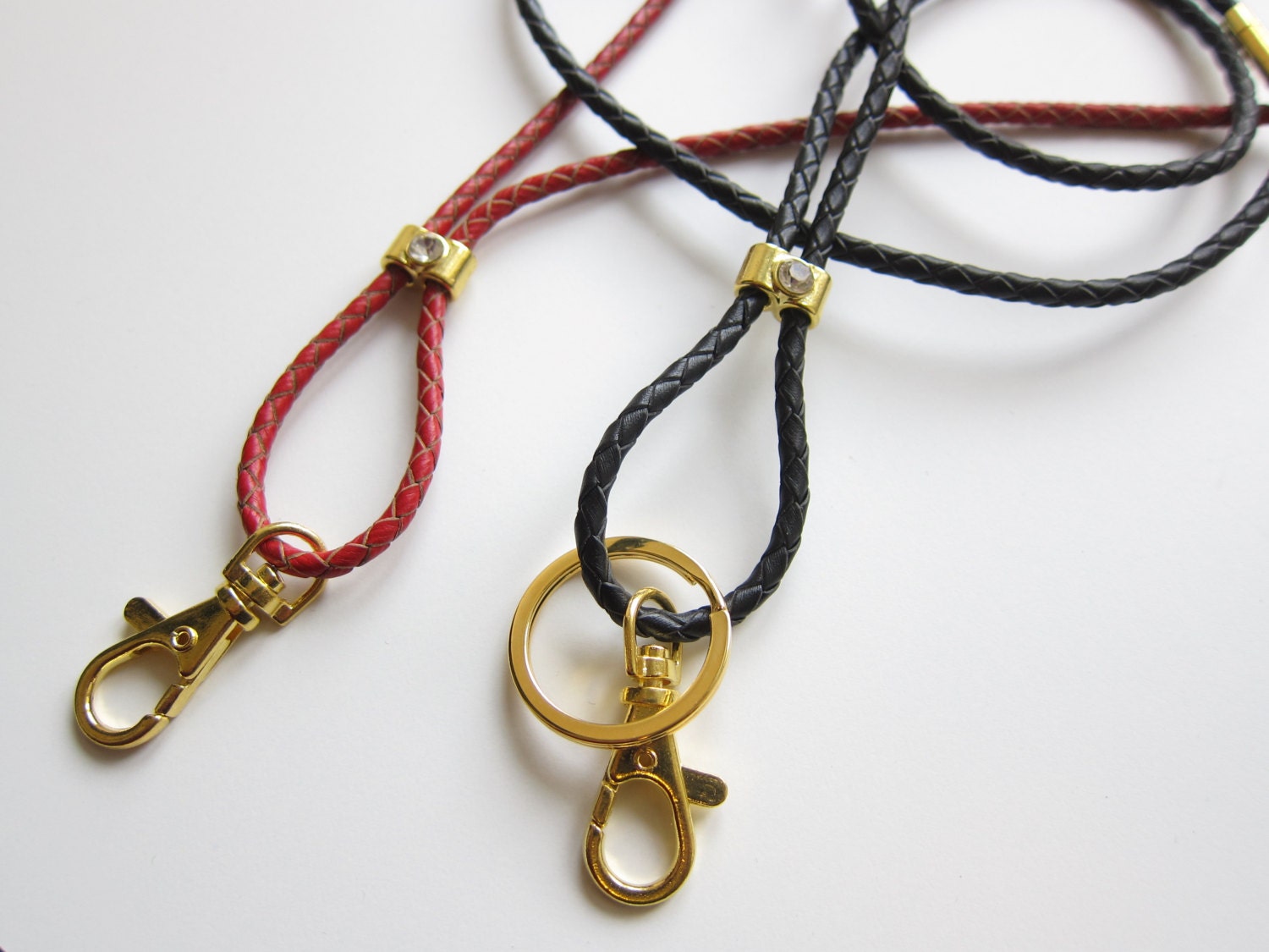 Leather Lanyard Braided Lanyard Gold Tone by AuroraeBorealis