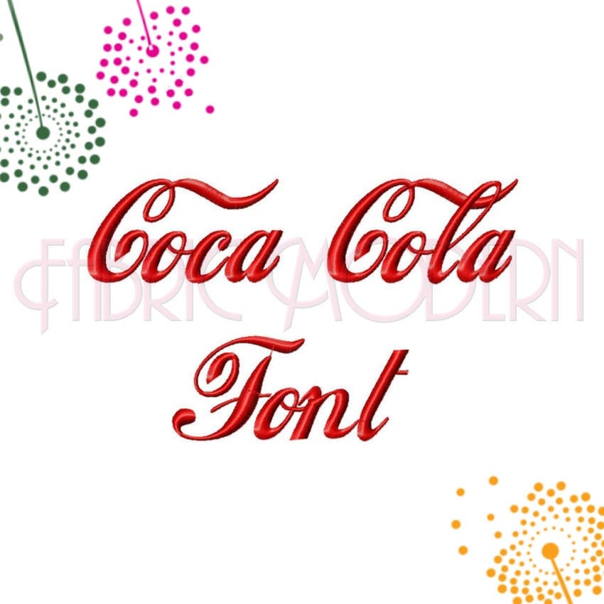 COCA COLA FONT Embroidery Design three sizes. 1 1.5 and 2