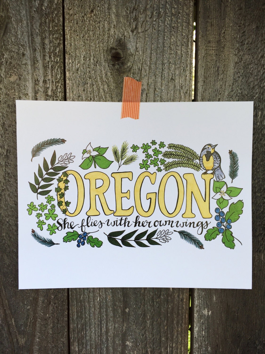 Oregon State Motto Pen & ink art Wall art by HenryFarm on Etsy