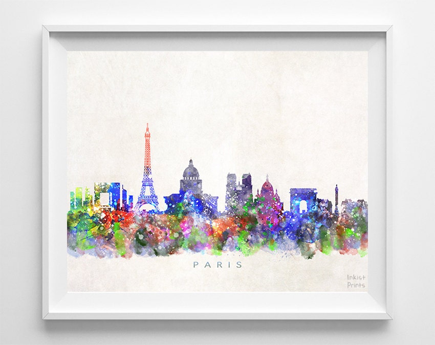 Paris Skyline Print France Print Paris Poster by InkistPrints
