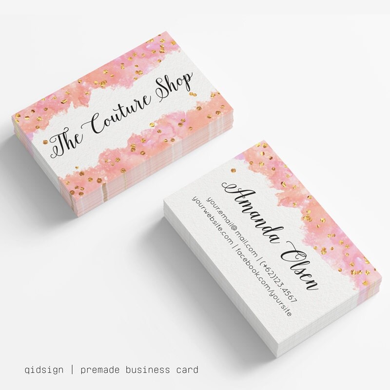 Watercolor Business Cards Business Card Template Gold Watercolor Business Cards Business Card Template Gold