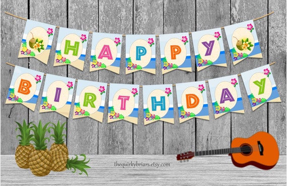 Tropical Birthday Banner Printable