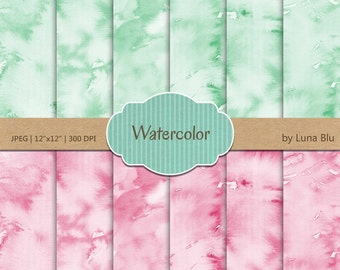 Watercolor Digital Paper: Watercolor Textures by Lunabludesign