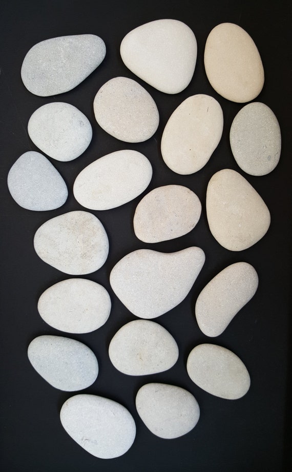 20 Extra Large Sea Stones Light Grey Beach by SeasideDescent