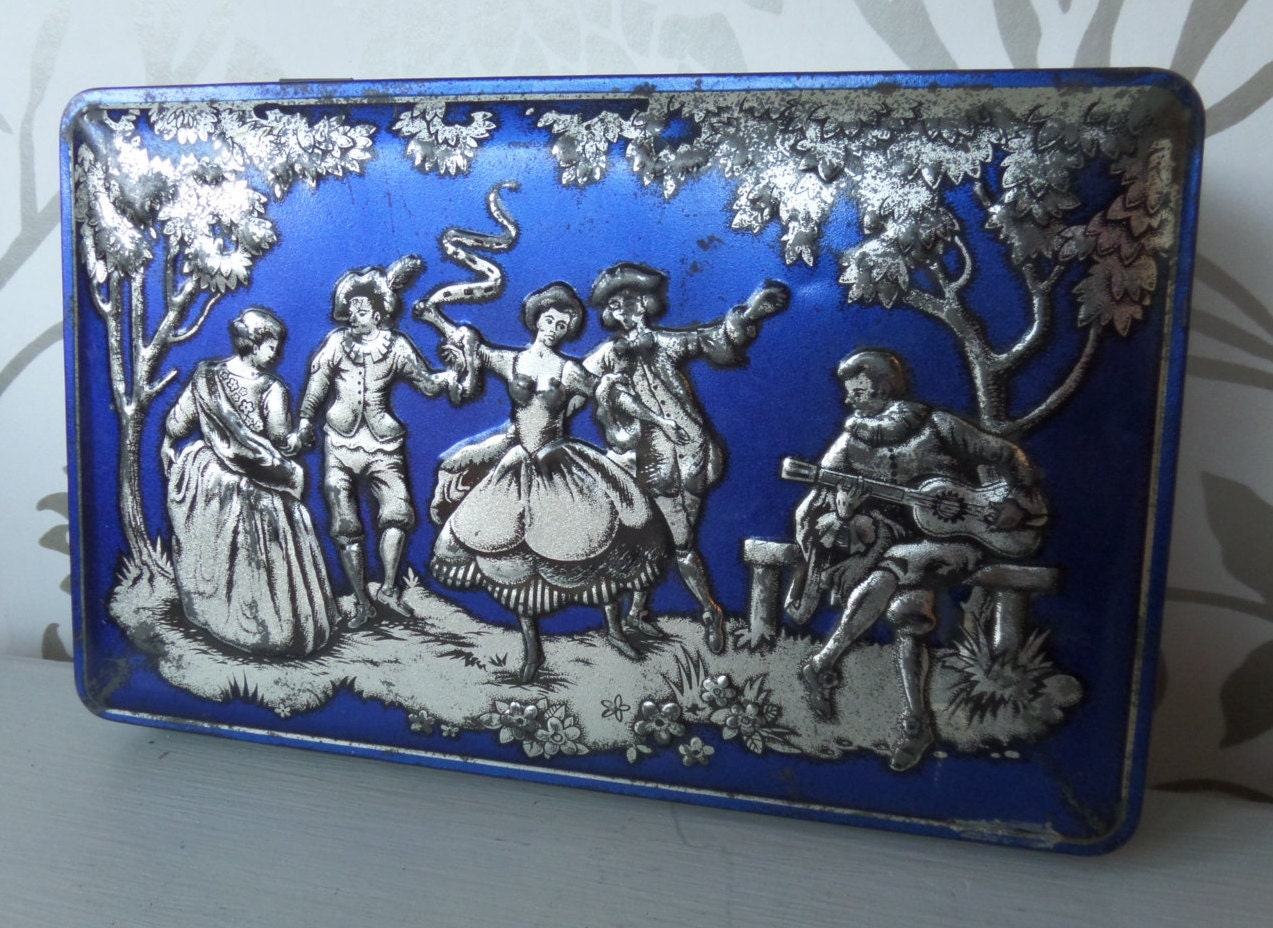 Callard And Bowser Blue And Embossed Silver Rectangular Vintage English Toffee Tin Haute Juice