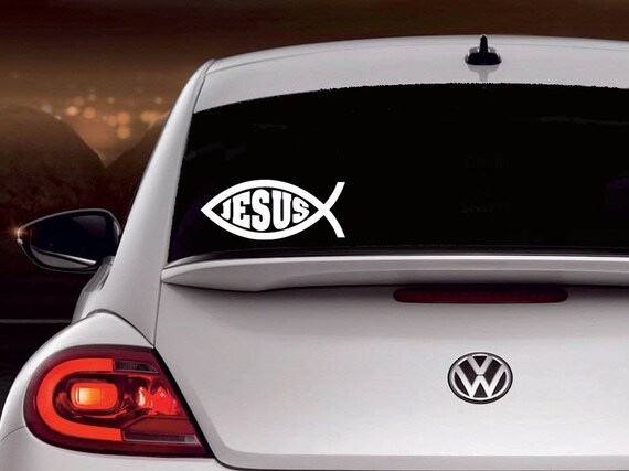 Christian Fish Symbol Car Decal / Christian Logo by StormPass