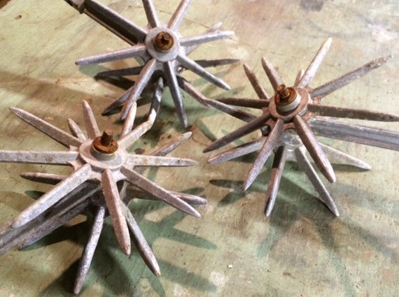 3 Pairs of Metal Spikes Spike Salvage Garden Tool Altered Art