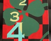 Items similar to Hand Painted, Four Leafed Clover, Numbers, Game Room ...