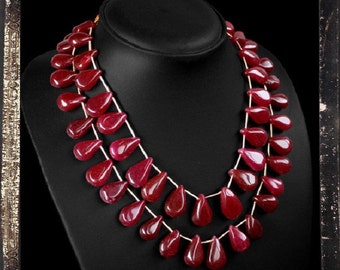 Ruby beads necklace | Etsy