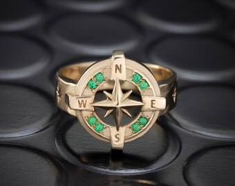 Compass rose ring | Etsy