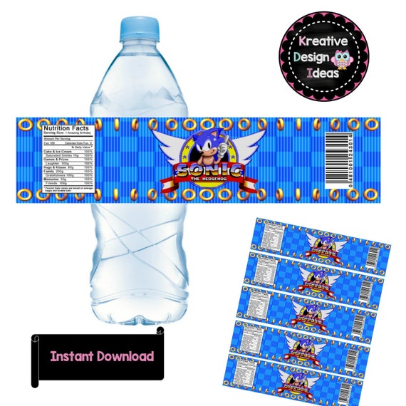 Sonic Water Labels Sonic Labels or Stickers Sonic Party