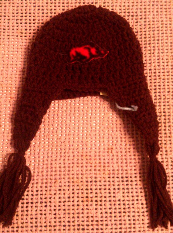 Items similar to Baby Arkansas Razorback Hogs Football Ear flap Hat ...