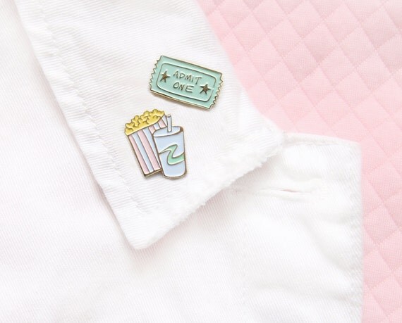 Movie collar clip enamel lapel pin set