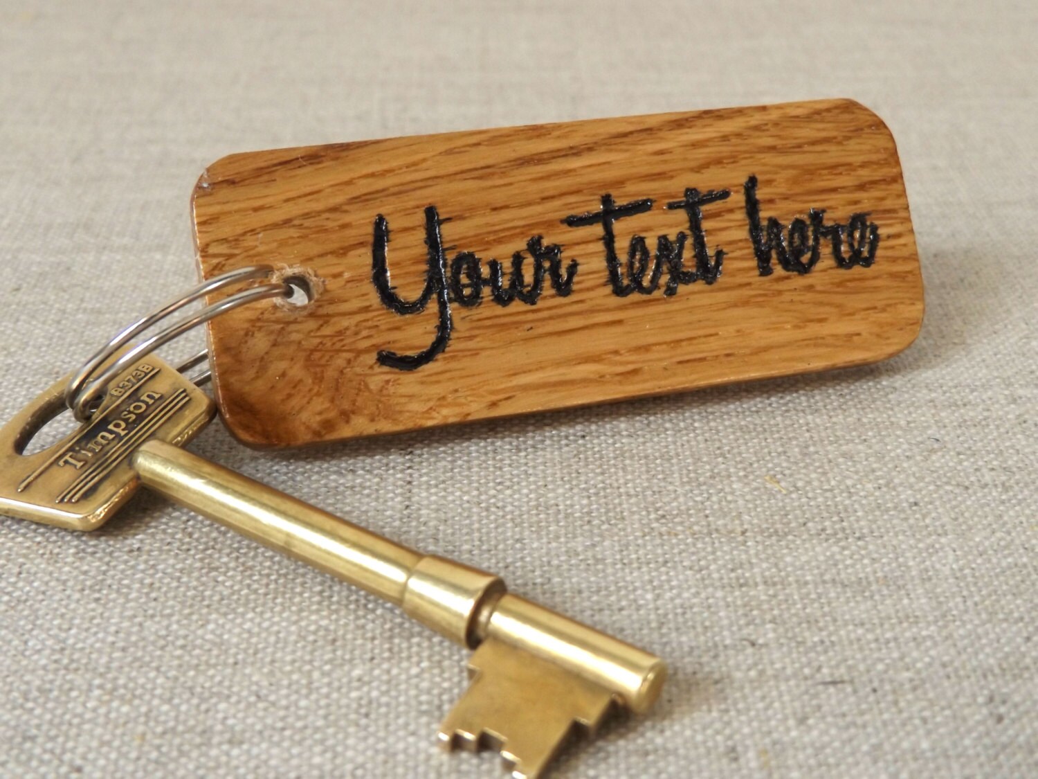 Engraved wood keyring Personalised Oak Keyring Engraved