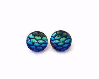Fish scale earrings | Etsy