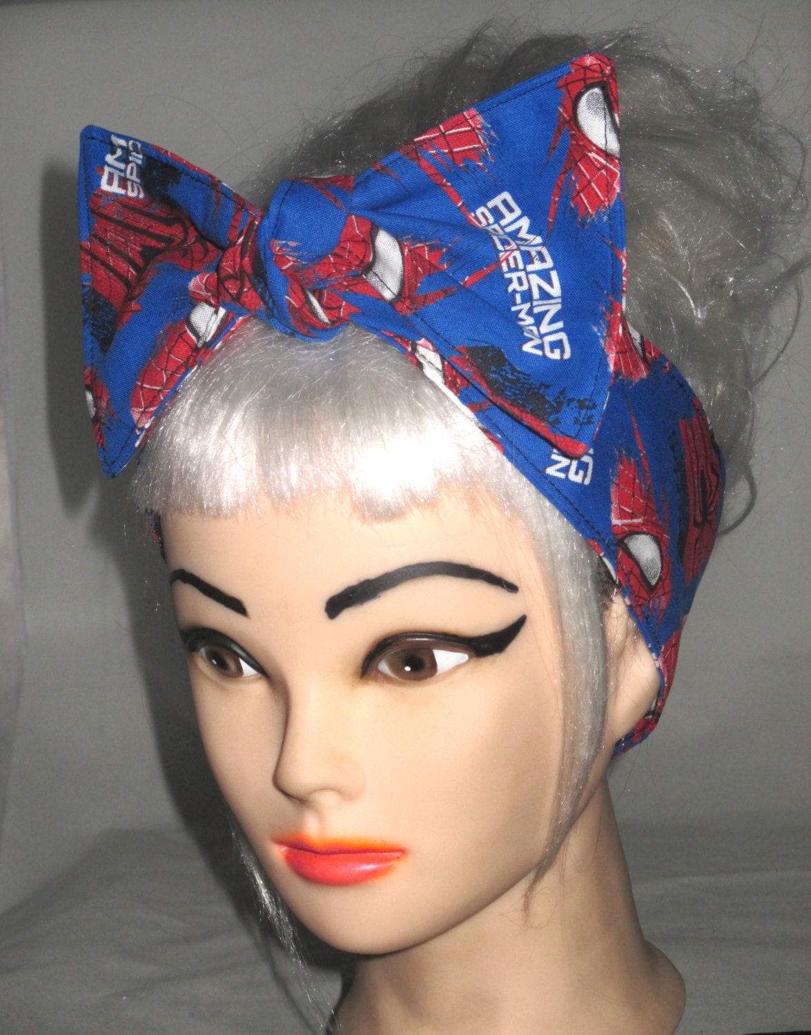 Superhero Big Bow Headband made from SPIDER-MAN Fabric COMICS
