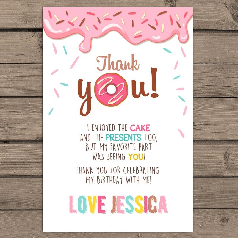 Donut Thank you card Donut Birthday Party Thank you card