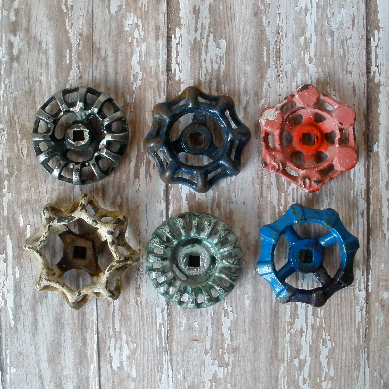 Vintage Spigot Faucet Valve Handle Lot Of 6 Steel Industrial Farmhouse ...