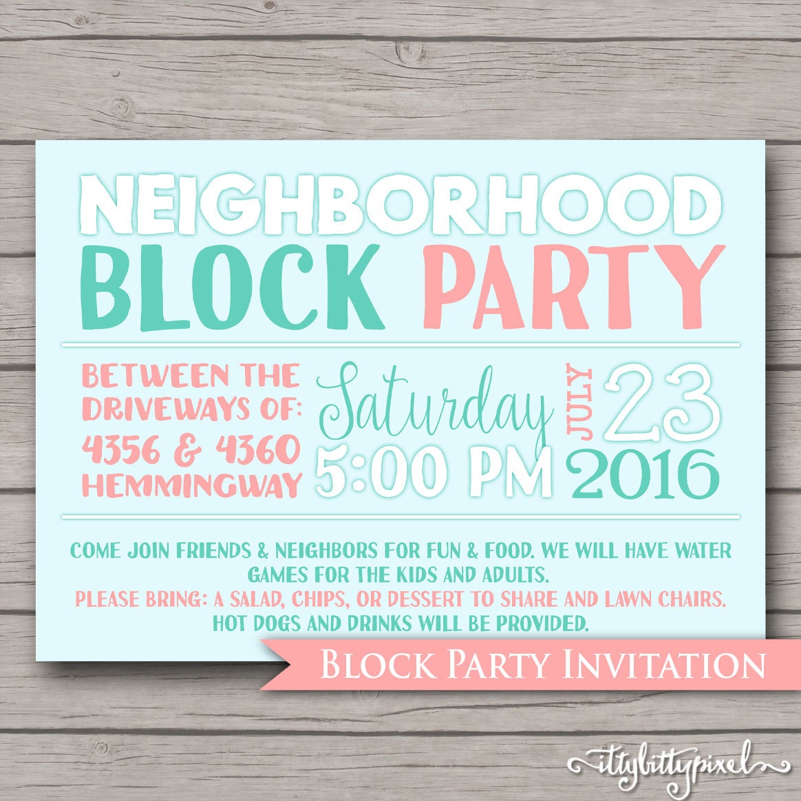 Neighborhood Block Party Invitation Announcement Invite Card