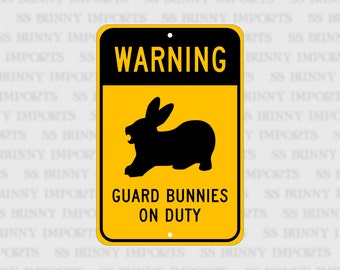 Slow Bunnies at Play pet rabbit novelty sign aluminum
