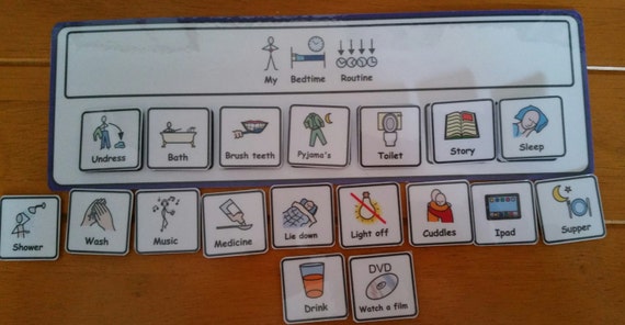 Small My Bedtime Routine Chart Visual Support Visual Aid for